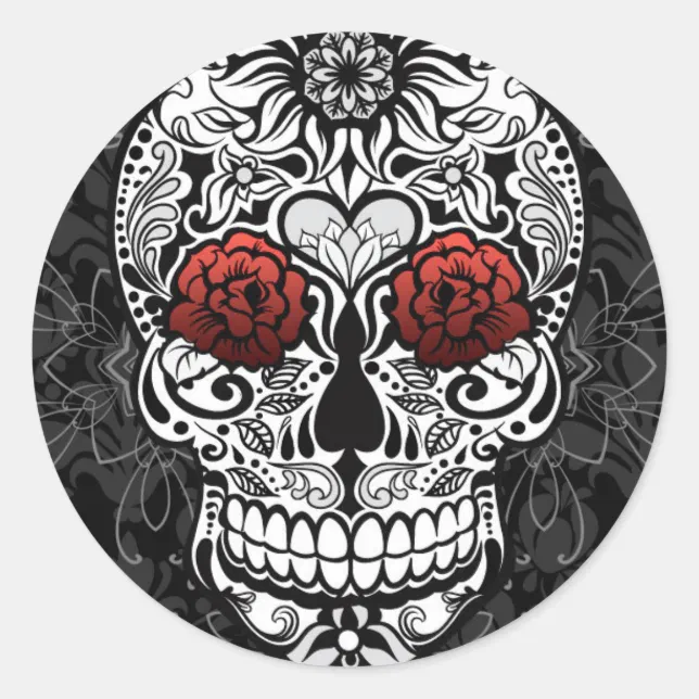 Fancy Sugar Skull Day of the Dead Sticker | Zazzle