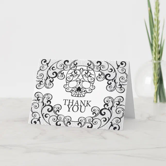 Fancy Sugar Skull Thank you cards | Zazzle