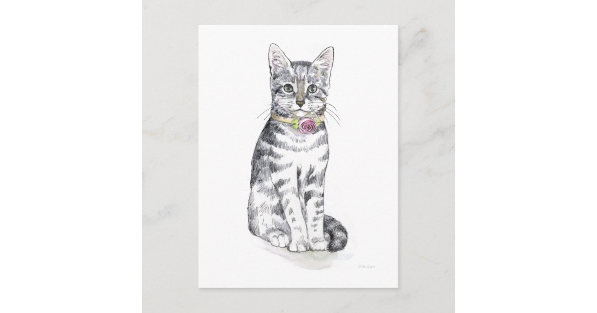 Fancy Tabby Cat Postcard | Zazzle