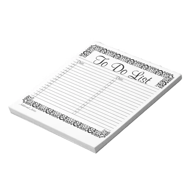 Fancy To Do List Notepad | Zazzle