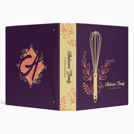 Fancy whisk cooking baking cookbook recipe binder | Zazzle