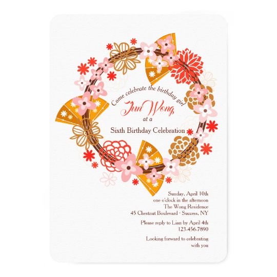 Fans and Flowers Invitation | Zazzle.com