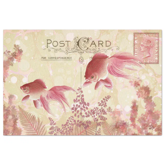 Fantail Goldfish Postcard Ephemera Decoupage Tissu Tissue Paper | Zazzle