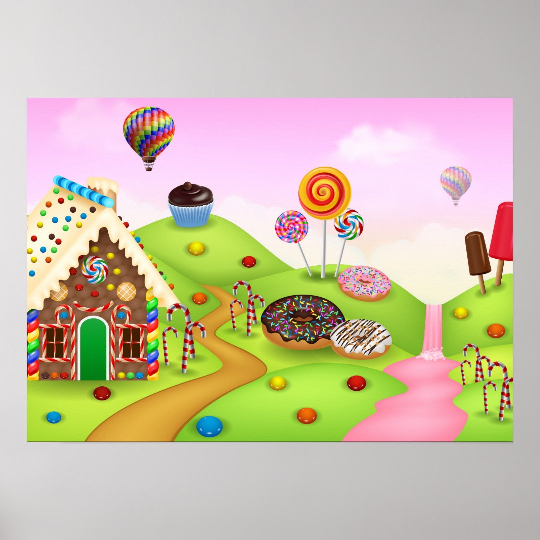 Fantastic Candy Land Landscape Background Poster | Zazzle