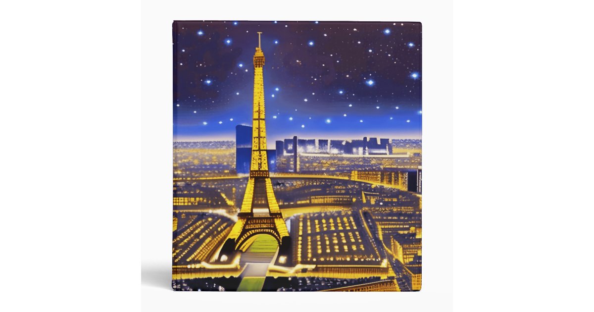 Fantasy Aerial View of Paris Under the Stars 3 Ring Binder | Zazzle