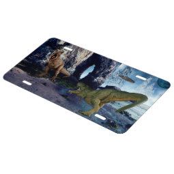 Fantasy Alien Planet Tyrannosaurus T-rex Battle License Plate | Zazzle