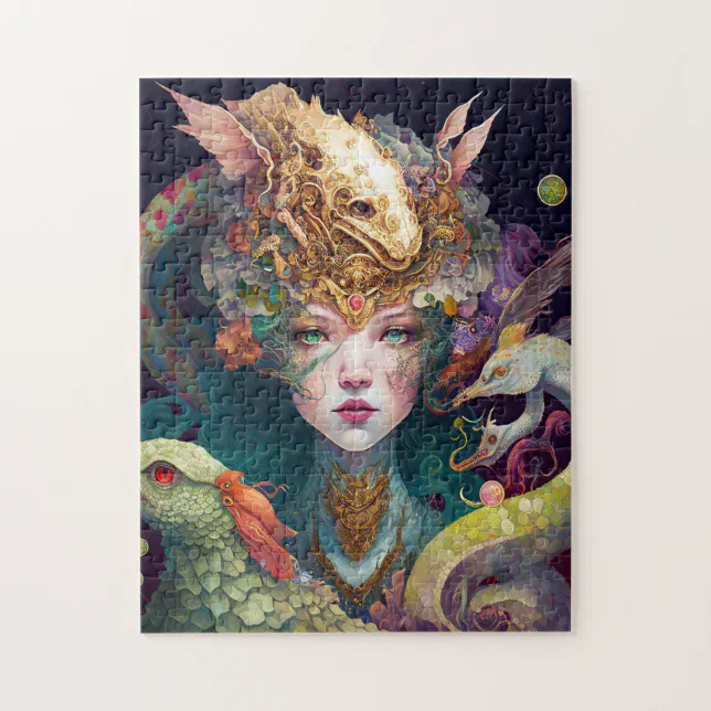 Fantasy Art Dragon Goddess Queen Jigsaw Puzzle | Zazzle
