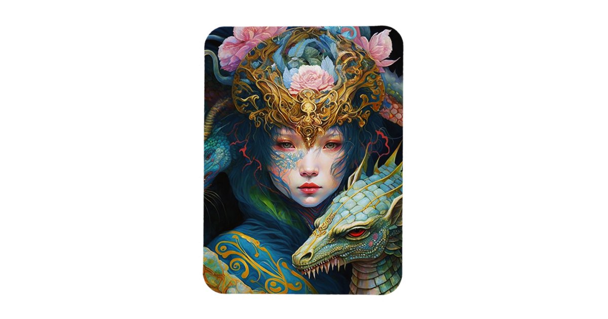 Fantasy Art Dragon Goddess Queen Magnet | Zazzle