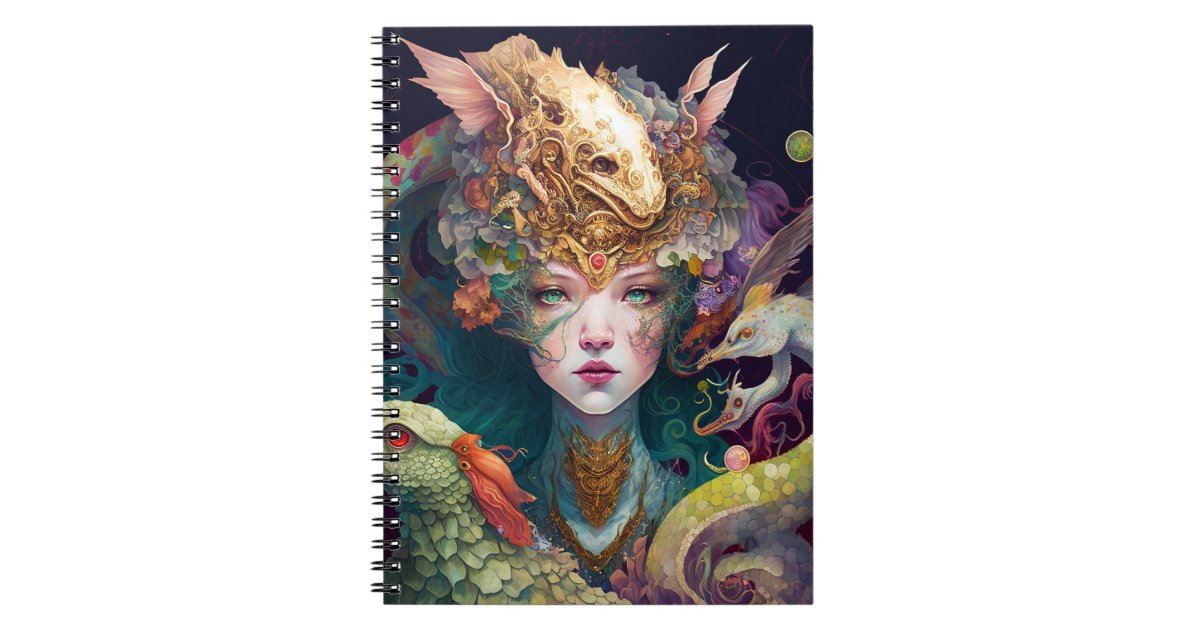 Fantasy Art Dragon Goddess Queen Notebook | Zazzle