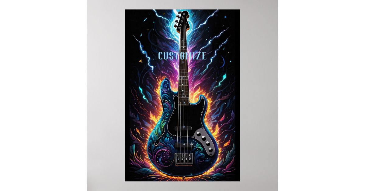 Fantasy Bassed Electric Bass Guitar Poster | Zazzle