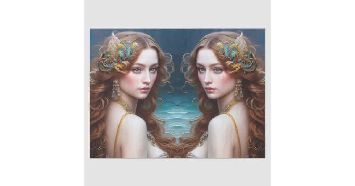 Fantasy Beautiful Mermaid Princess Decoupage Tissue Paper | Zazzle