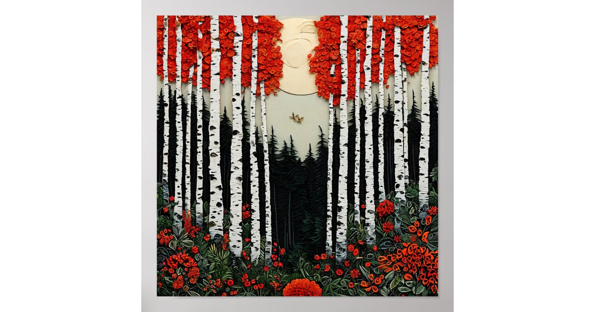 Fantasy birch forest poster | Zazzle