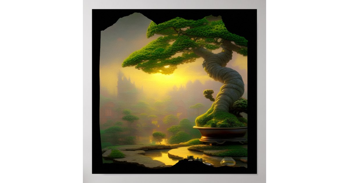 Fantasy Bonsai Tree Digital Art Poster | Zazzle