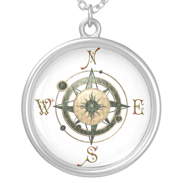Fantasy (Celtic) Compass Design Silver Plated Necklace | Zazzle