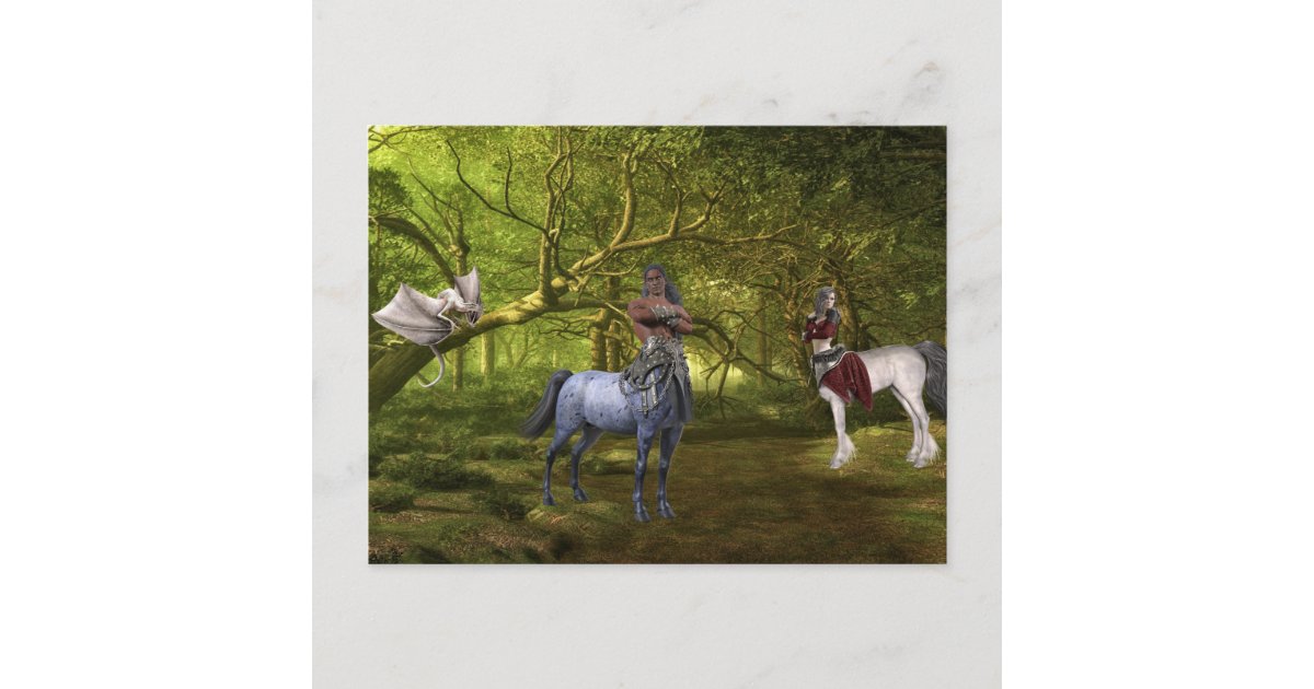 Fantasy Centaur and Dragon Postcard | Zazzle
