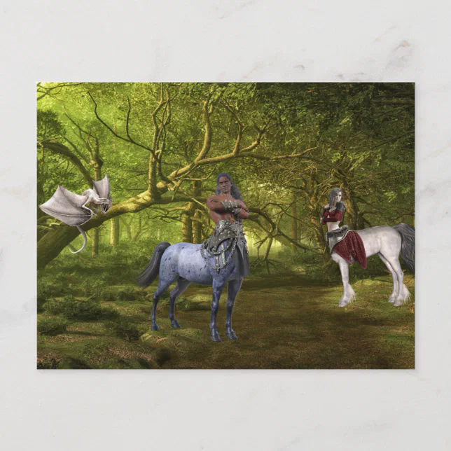Fantasy Centaur and Dragon Postcard | Zazzle
