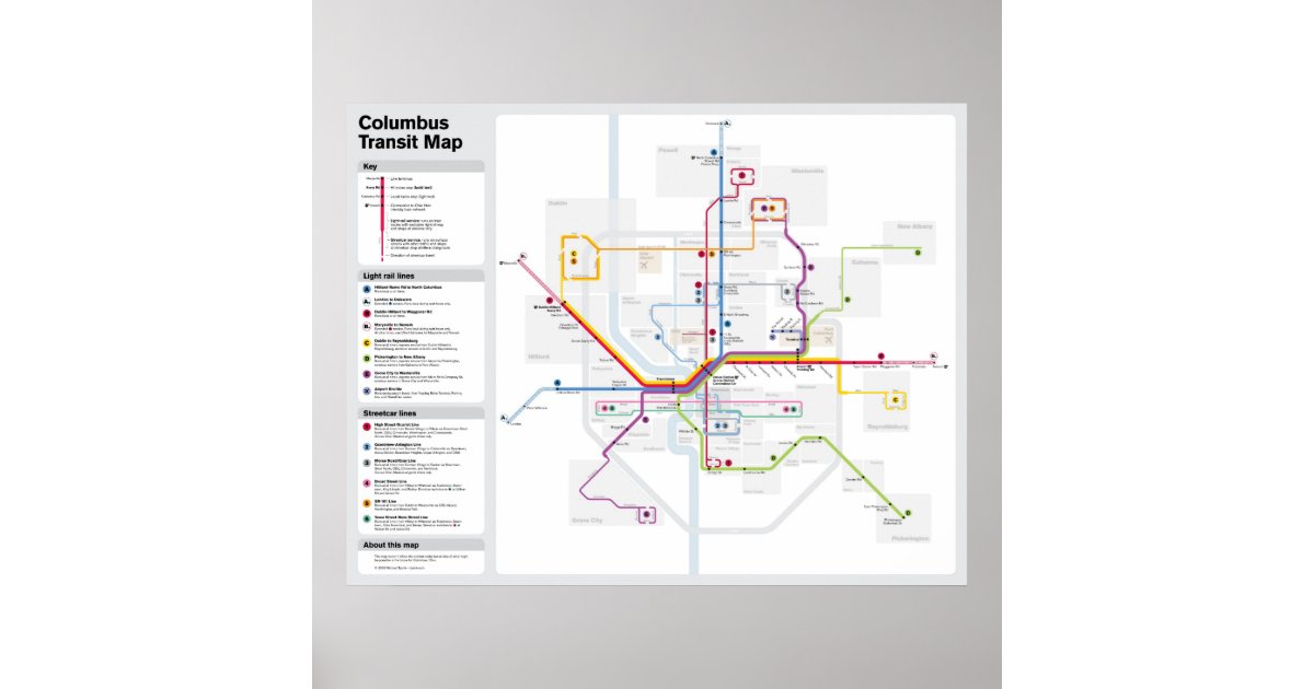 Fantasy Columbus Transit Map Poster | Zazzle