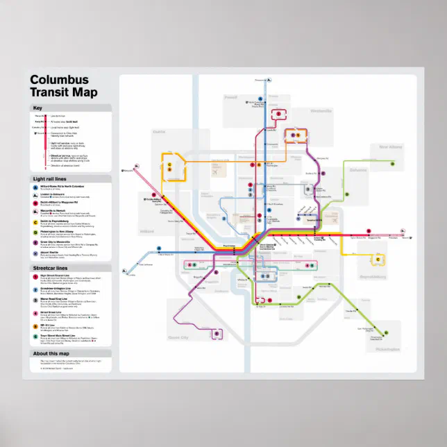 Fantasy Columbus Transit Map Poster | Zazzle