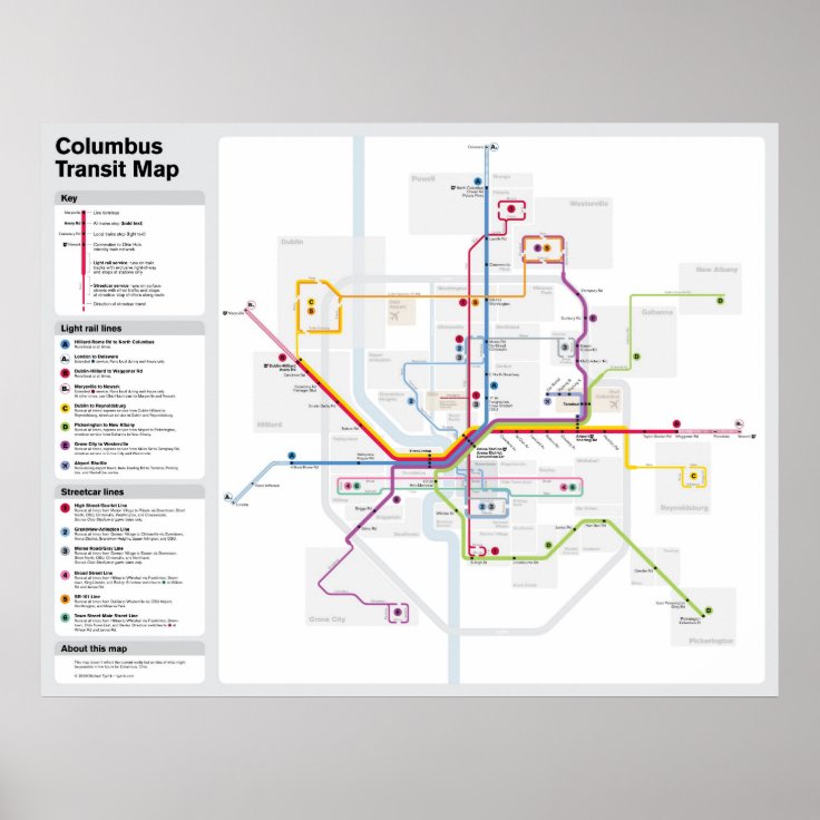 Fantasy Columbus Transit Map Poster | Zazzle