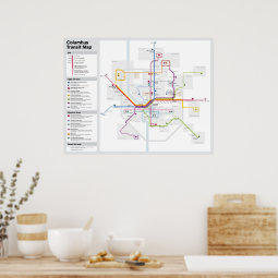 Fantasy Columbus Transit Map Poster | Zazzle