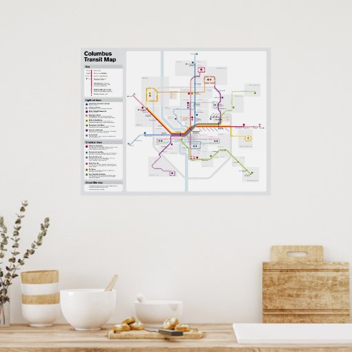 Fantasy Columbus Transit Map Poster | Zazzle