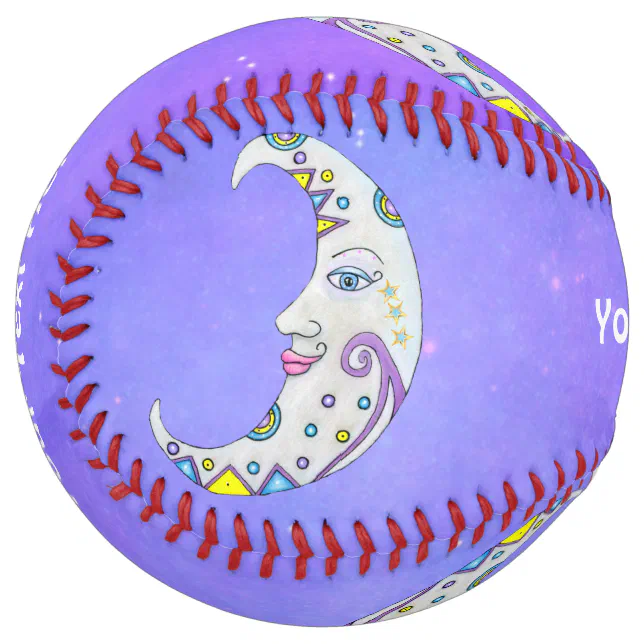Fantasy Crescent Moon Face Pretty Decorations Sky Softball | Zazzle