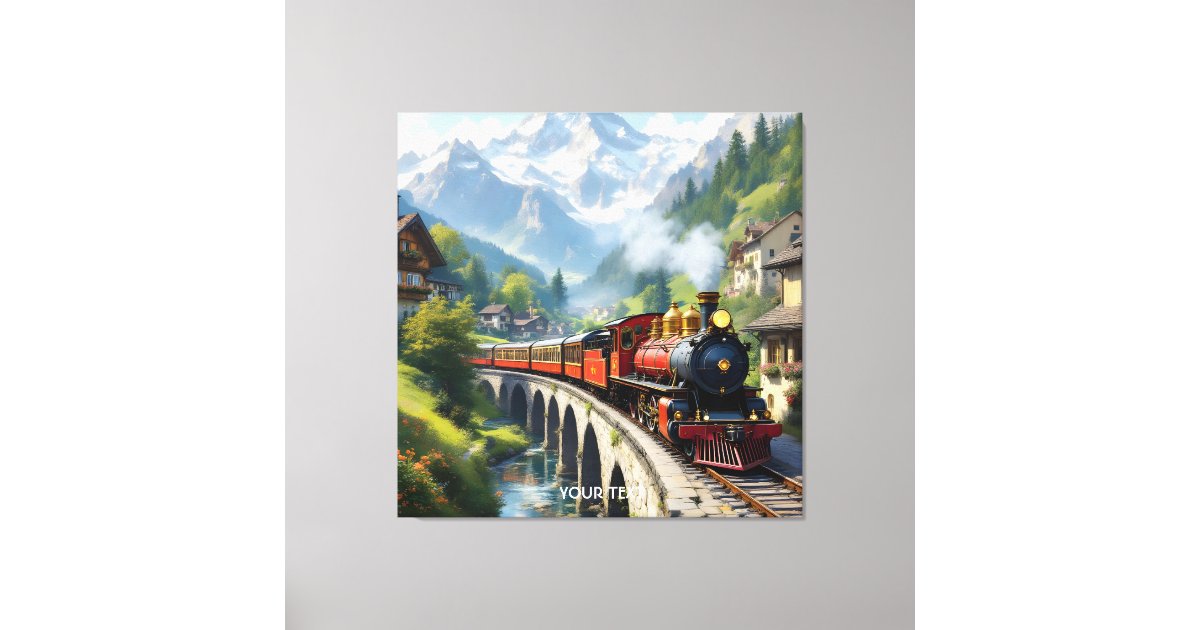 Fantasy Cute Crimson Antique Train Canvas Print | Zazzle