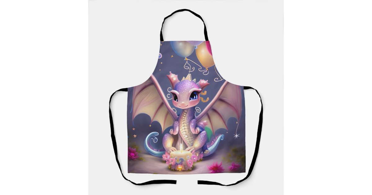 Fantasy Cute Kawaii baby dragon Apron | Zazzle