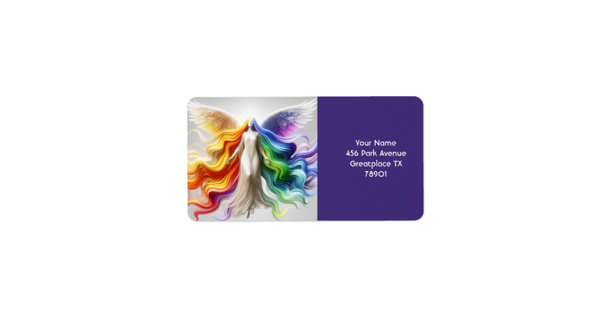 Fantasy Cute Pride Rainbow Angel Label | Zazzle
