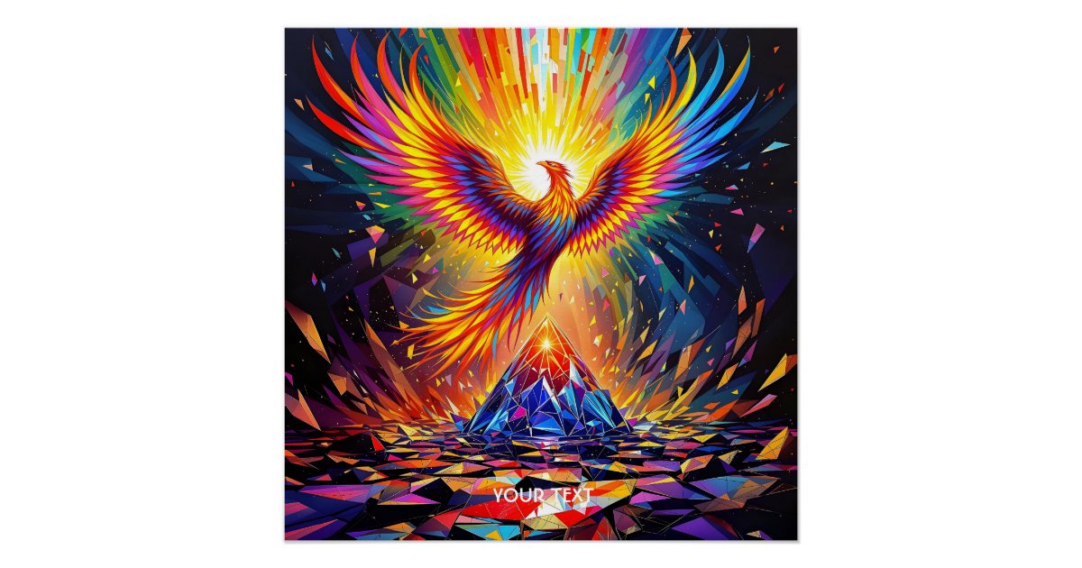 Fantasy Cute Prism Phoenix Rising Poster | Zazzle