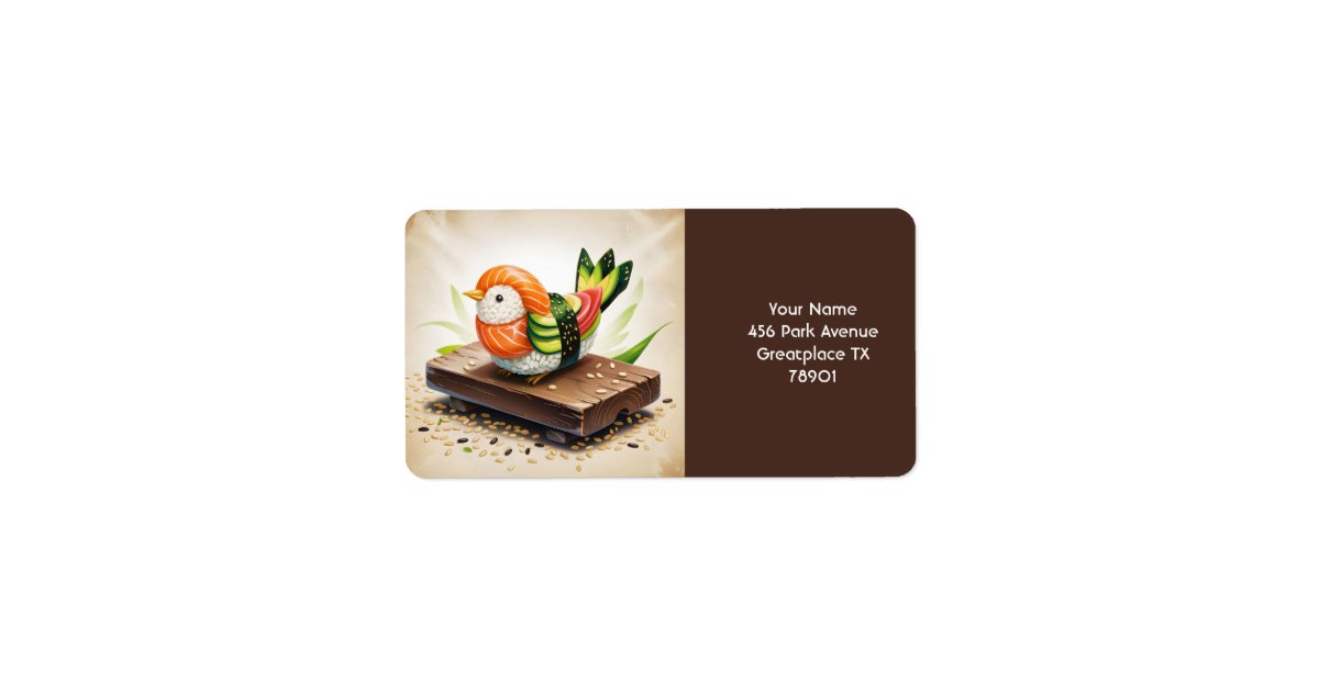 Fantasy Cute Small Sushi Bird Label | Zazzle