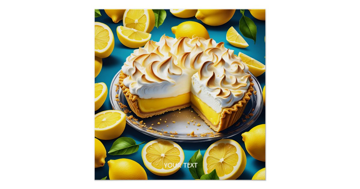 Fantasy Cute Vivid Lemon Meringue Pie Poster | Zazzle