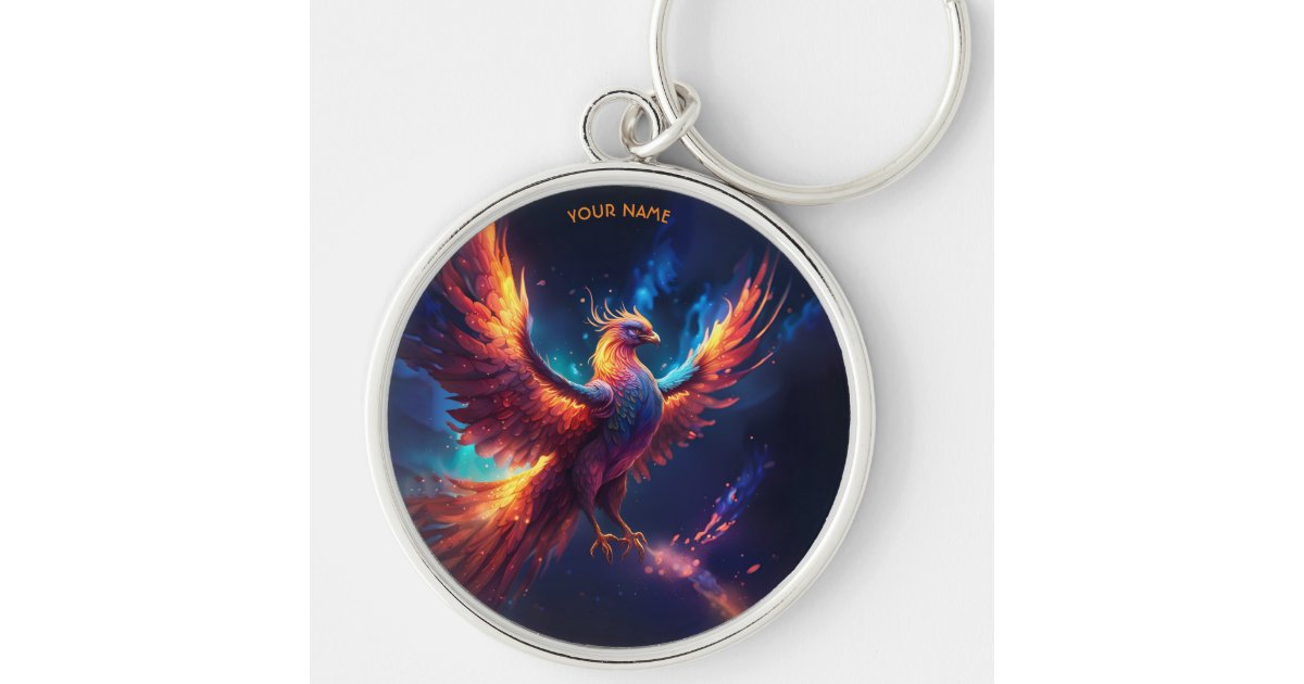 Fantasy Cute Vivid Rising Phoenix Keychain | Zazzle
