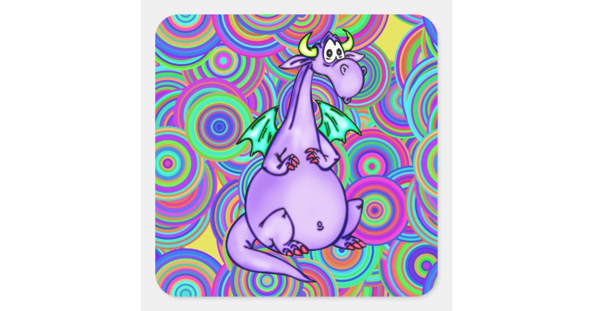 Fantasy Dragon Square Sticker | Zazzle