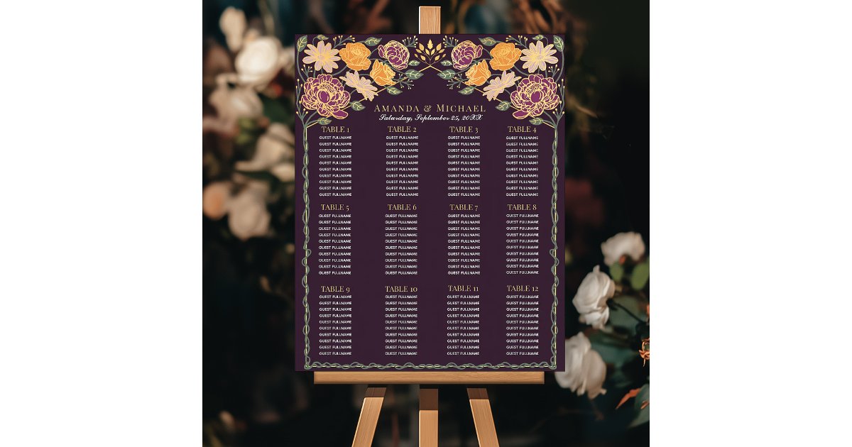 Fantasy Enchanted Garden Wedding Seating Chart | Zazzle
