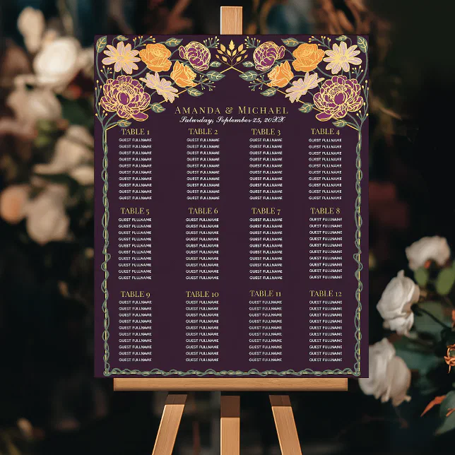 Fantasy Enchanted Garden Wedding Seating Chart | Zazzle