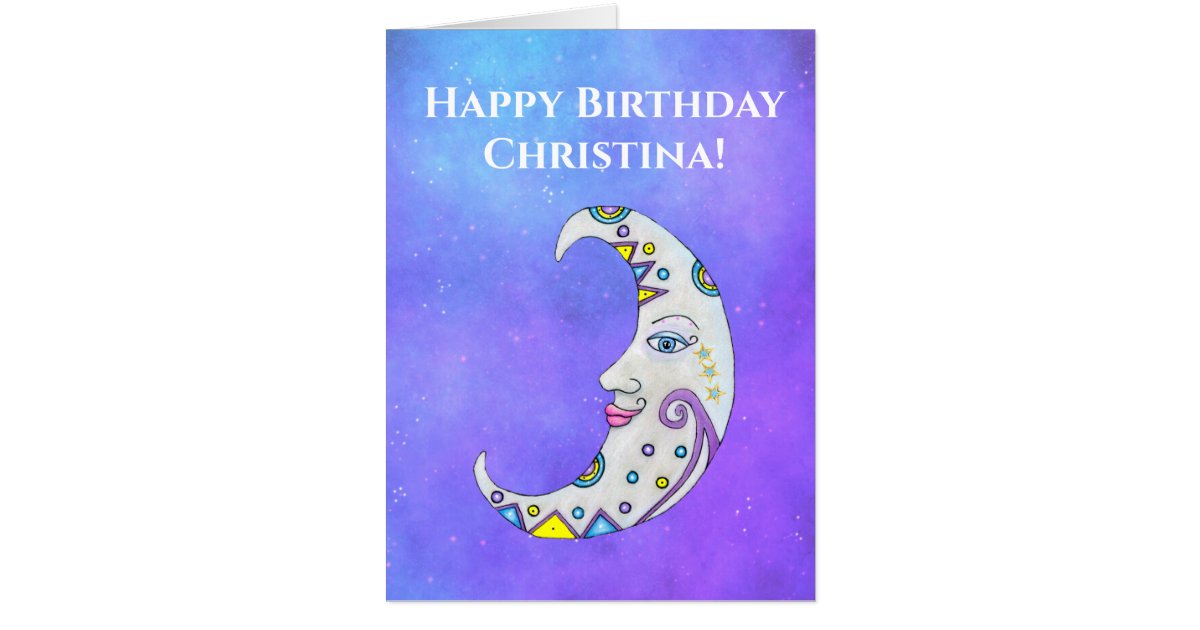 Fantasy Fancy Crescent Moon Face Decorations Sky Card | Zazzle