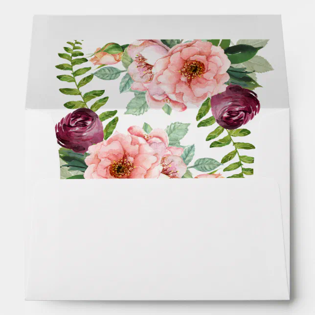 Fantasy Floral Watercolor Envelope | Zazzle