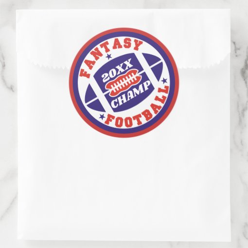 Fantasy Football Champ Classic Round Sticker | Zazzle