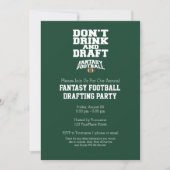 Fantasy Football - Don't Drink and Draft Invitation | Zazzle