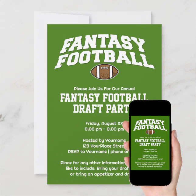 Fantasy Football - Draft Party Instant Download Invitation | Zazzle