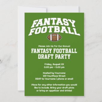 Fantasy Football - Draft Party Instant Download Invitation | Zazzle