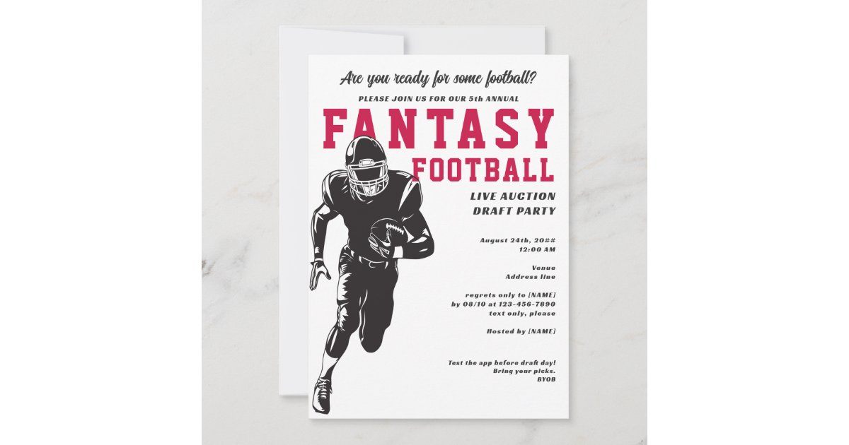 Fantasy Football League Auction Draft Lineup Party Invitation | Zazzle