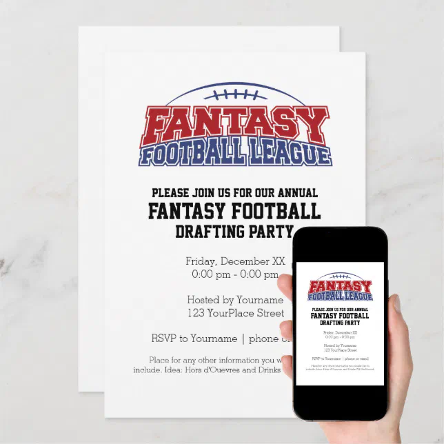 Fantasy Football League Draft Party Invitation | Zazzle