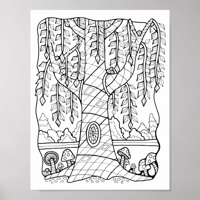 tree forest coloring page