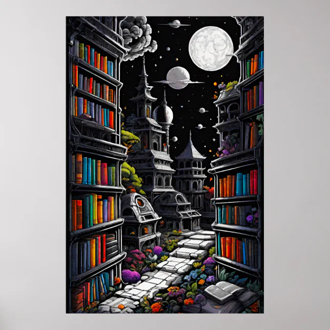 Fantasy Library Poster | Zazzle