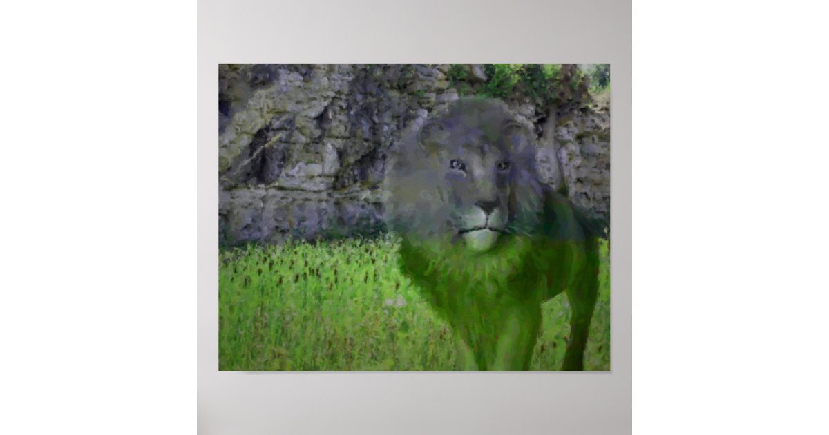 Fantasy Lion Abstract Animal Art Photo Painting Poster | Zazzle