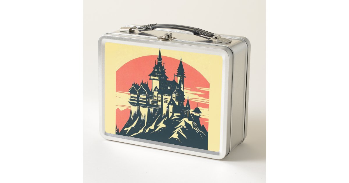 Fantasy Medieval Castle - Japanese Woodcut Style ( Metal Lunch Box | Zazzle