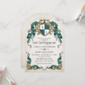 Fantasy Medieval Shield Arch Emerald Green Wedding Invitation | Zazzle