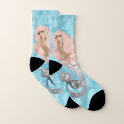 Fantasy Mermaid with Pink Hair Socks | Zazzle